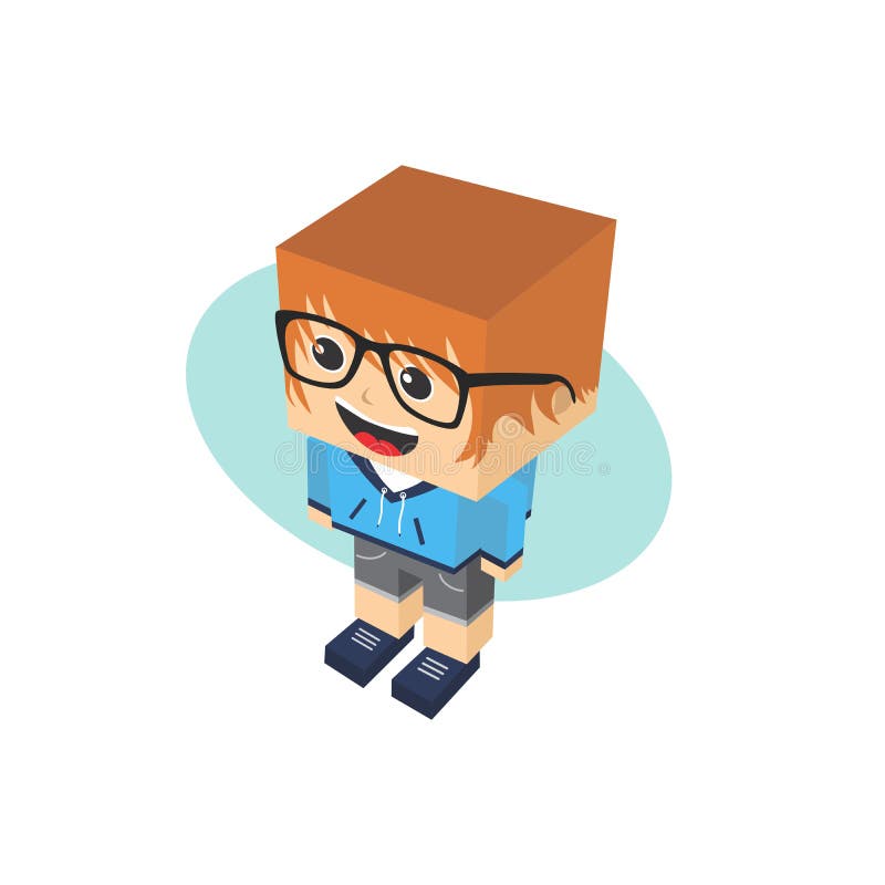 Block Isometric Cartoon Character Stock Vector - Illustration of woman ...