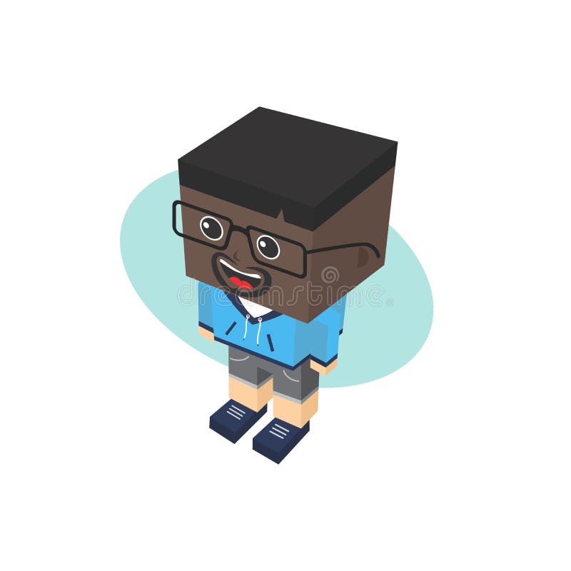 Block Isometric Cartoon Character Stock Vector - Illustration of vector ...