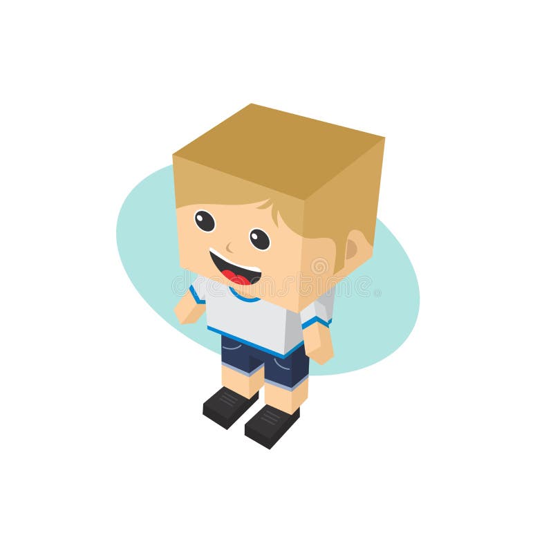 Block Isometric Cartoon Character Stock Vector - Illustration of ...