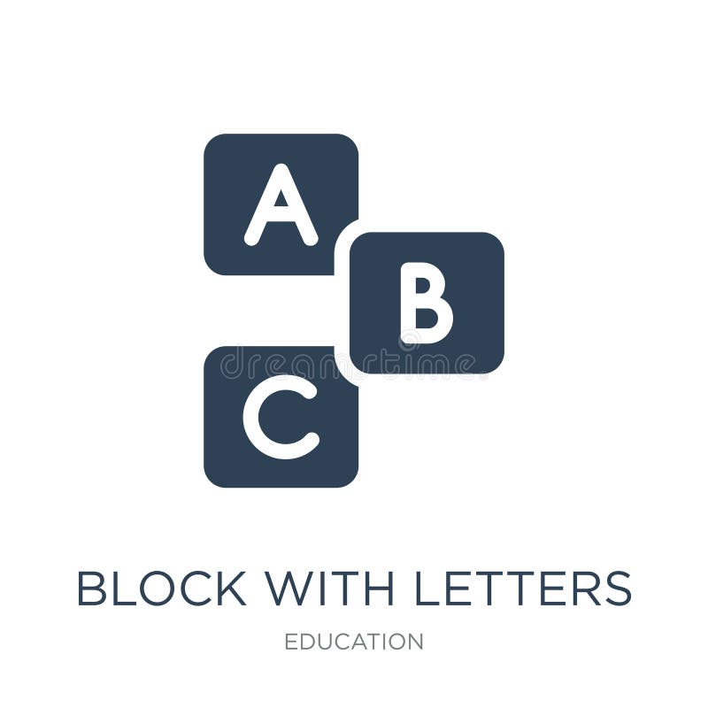 Block with Letters Icon in Trendy Design Style. Block with Letters Icon ...