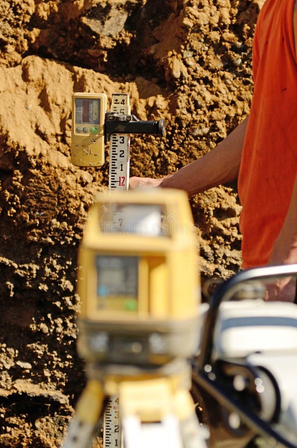 Land surveying and prism stock photo. Image of global - 8186692