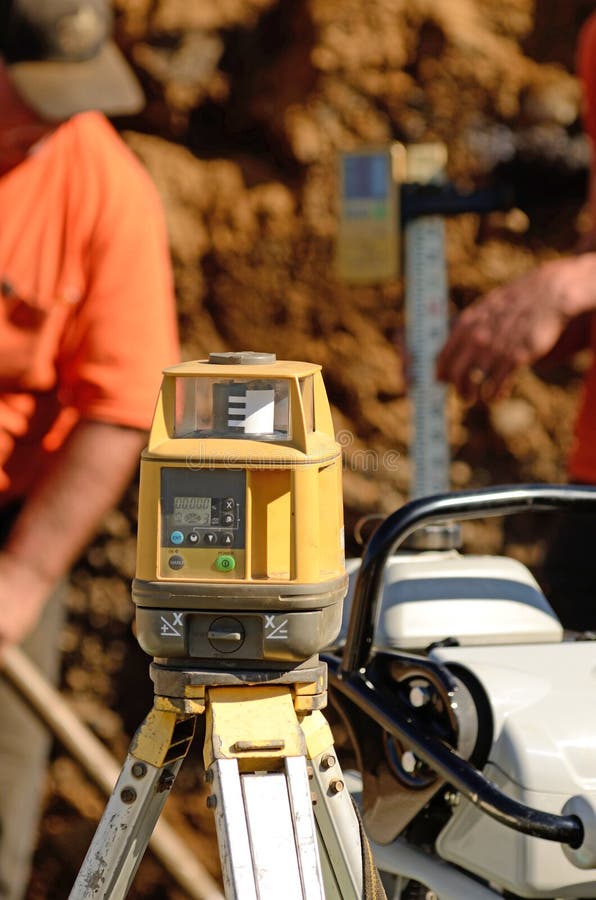 Land surveying and prism stock photo. Image of global - 8186692