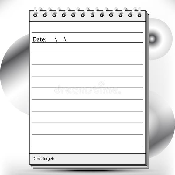 Block Notes Page Lined in Black and White Stock Vector - Illustration ...