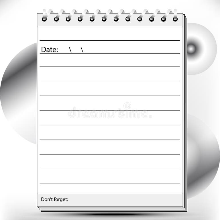 Block Notes Page Lined in Black and White Stock Vector - Illustration ...