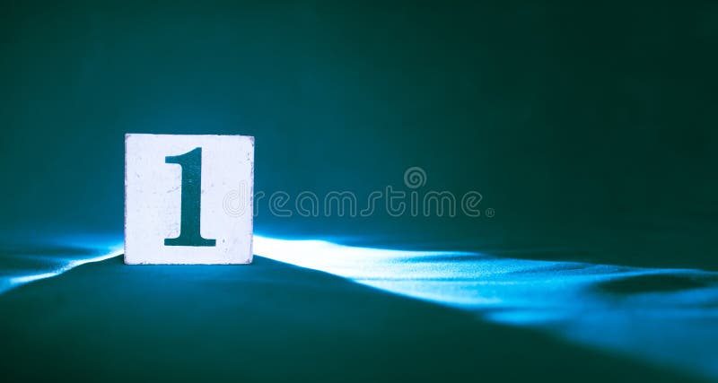 Block with Number 1, One, on a Dark Blue Background Stock Image - Image ...