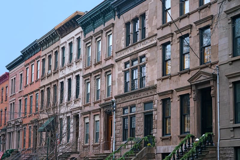 Old Brownstone Style Apartment Buildings Stock Image - Image of ...
