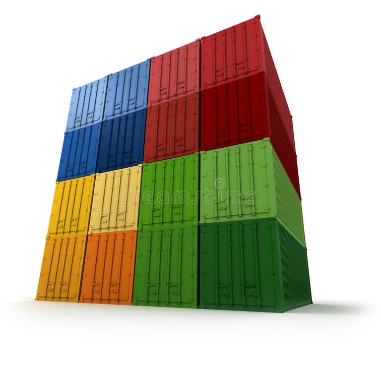 Block of Piled Cargo Containers Stock Illustration - Illustration of ...