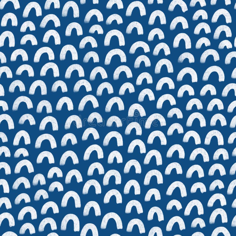 Block Print Rainbows Pattern on Blue Stock Illustration - Illustration ...