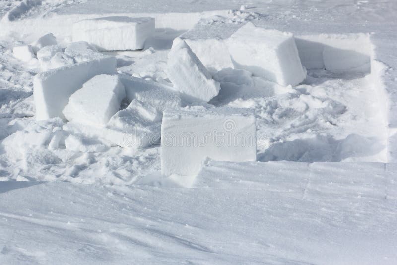 Block of Snow for Building an Igloo in a Snow Glade Stock Image - Image ...