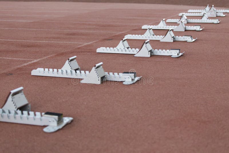 Arranged Starting Blocks on a Race Track Stock Photo - Image of stadium ...