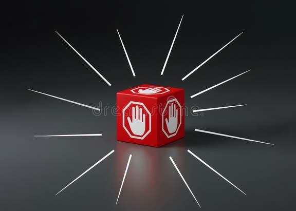 Block with Stop Symbol. Stop Work and Process. Danger. Halted ...