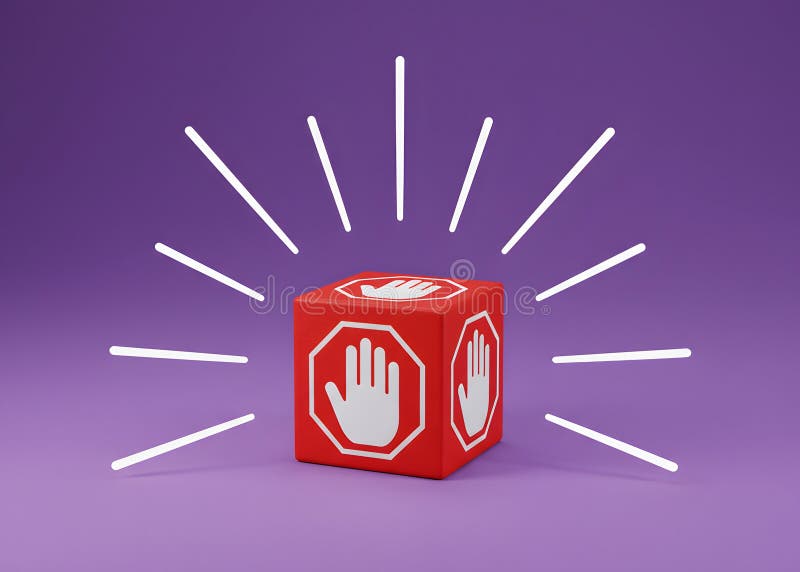 Block with Stop Symbol. Stop Work and Process. Danger. Halted ...