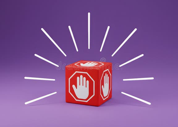 Block with Stop Symbol. Stop Work and Process. Danger. Halted ...