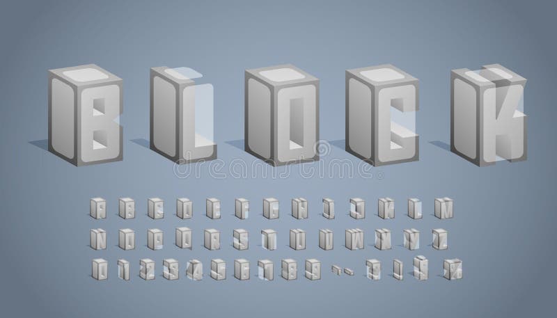 Block Style Font Design, Alphabet Letters and Numbers, Eps10 Vector ...