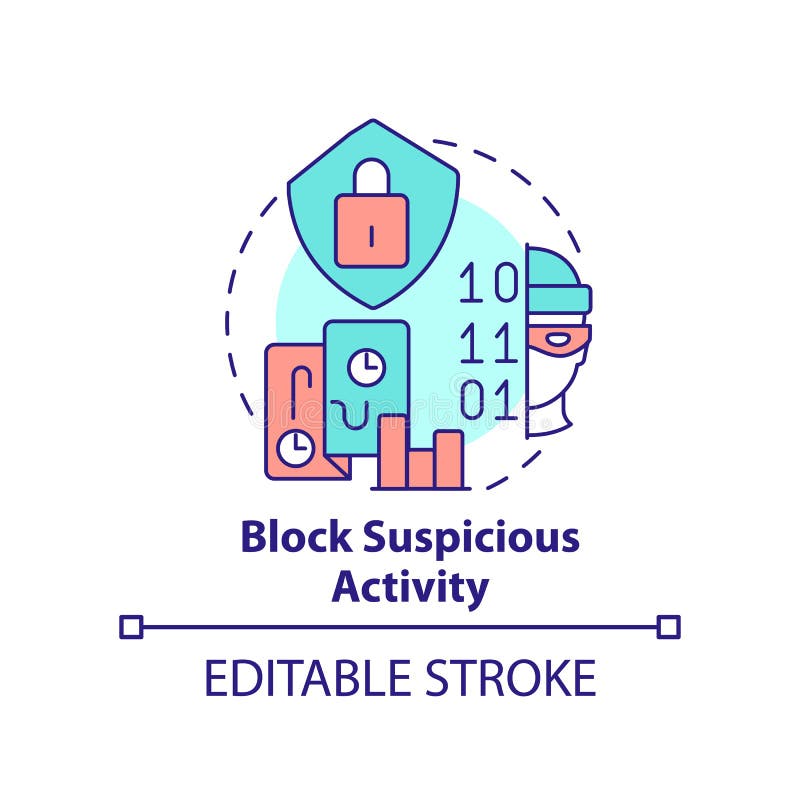 Block Suspicious Activity Concept Icon Stock Vector - Illustration of ...