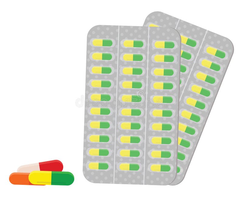 Block of tablets, icon stock vector. Illustration of pain - 261383263