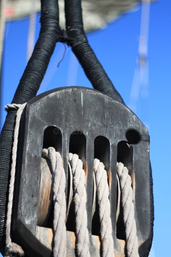 Block and Tackle on a Tall Ship Stock Image - Image of architecture ...