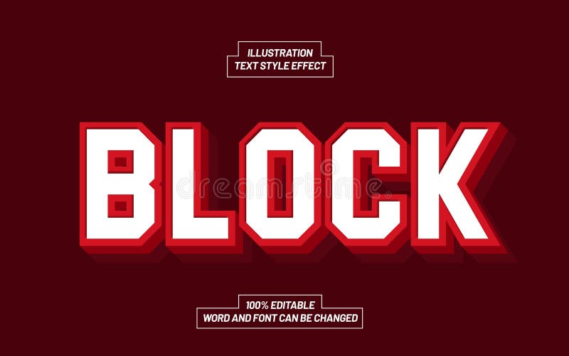 Block Red Text Style Effect Stock Vector - Illustration of frame ...