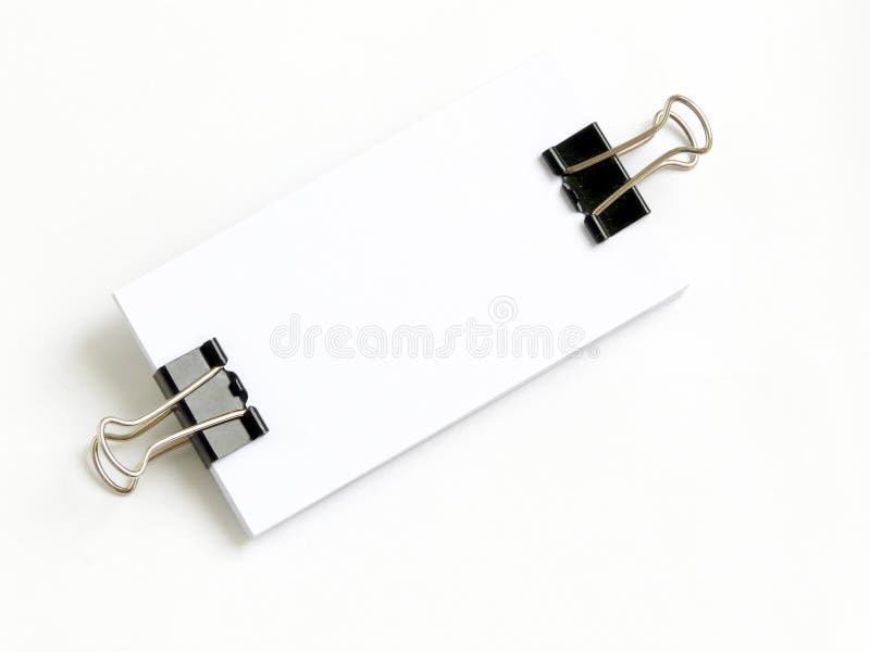 Block of White Cards Attached with Paperclip Stock Photo - Image of ...