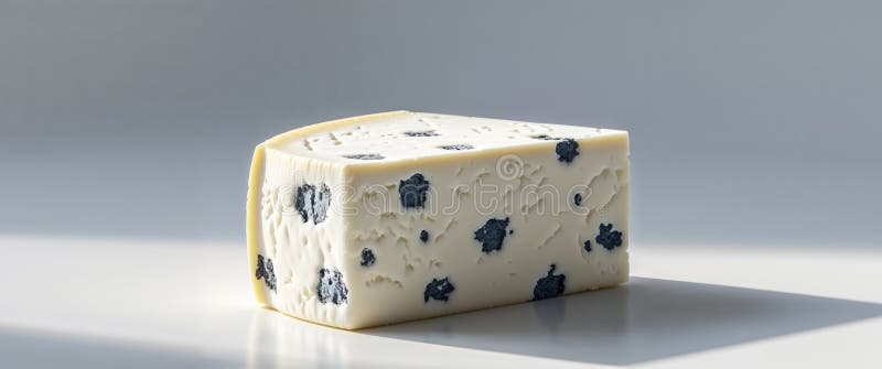 Block of White Cheese with Dark Blue Spots Stock Photo - Image of ...