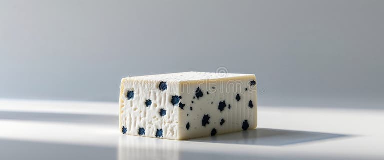 Block of White Cheese with Dark Blue Spots. Stock Image - Image of blue ...