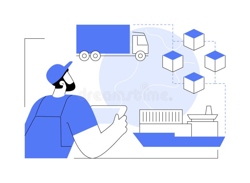 Blockchain-backed Logistics Isolated Cartoon Vector Illustrations ...