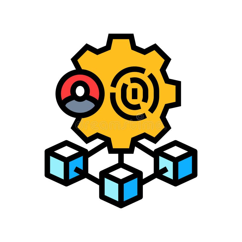 Blockchain Based Identity Verification Color Icon Vector Illustration ...