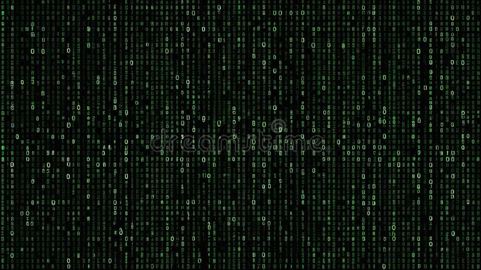 Blockchain Binary Rain. Green Code Matrix Background Stock Illustration ...