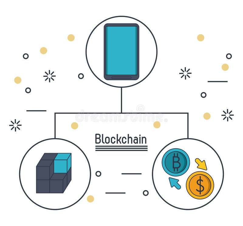 Blockchain and bitcoin stock vector. Illustration of ecommerce - 110155642
