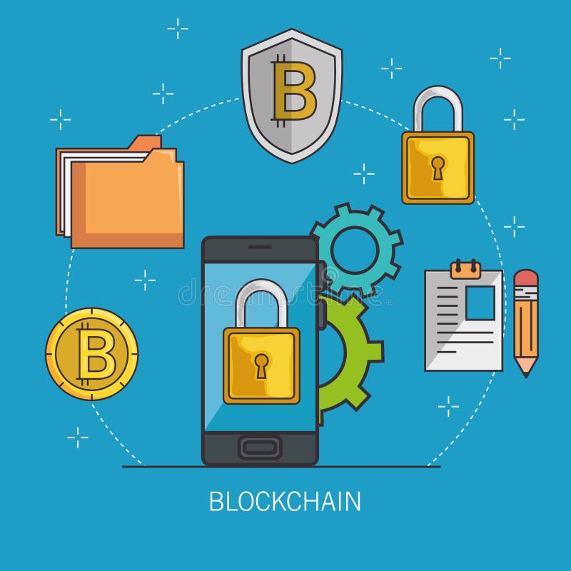 Blockchain And Bitcoin Technology Concept Stock Vector Illustration