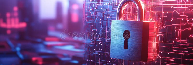 A Blue Lock with a Keyhole is on a Wall Stock Illustration ...