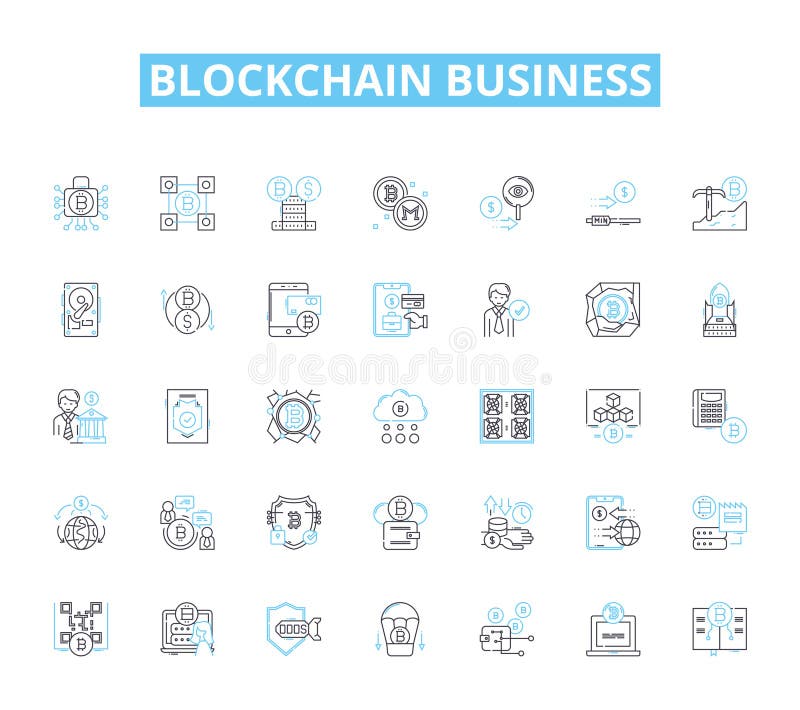 Blockchain Business Linear Icons Set. Decentralization, Cryptocurrency ...