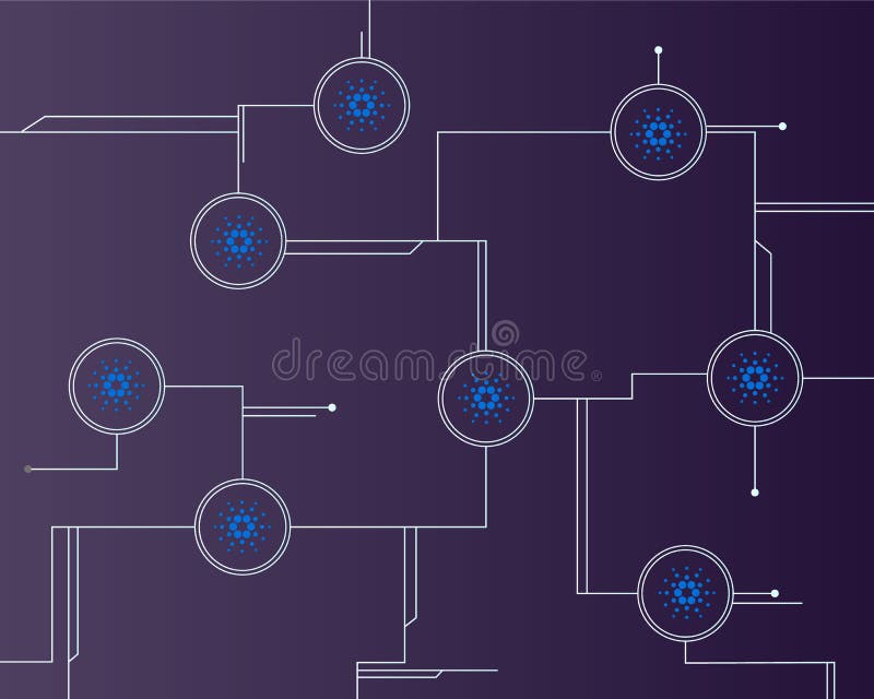 Blockchain Cardano Network Circuit Style Background Editorial Image Illustration Of Cardano