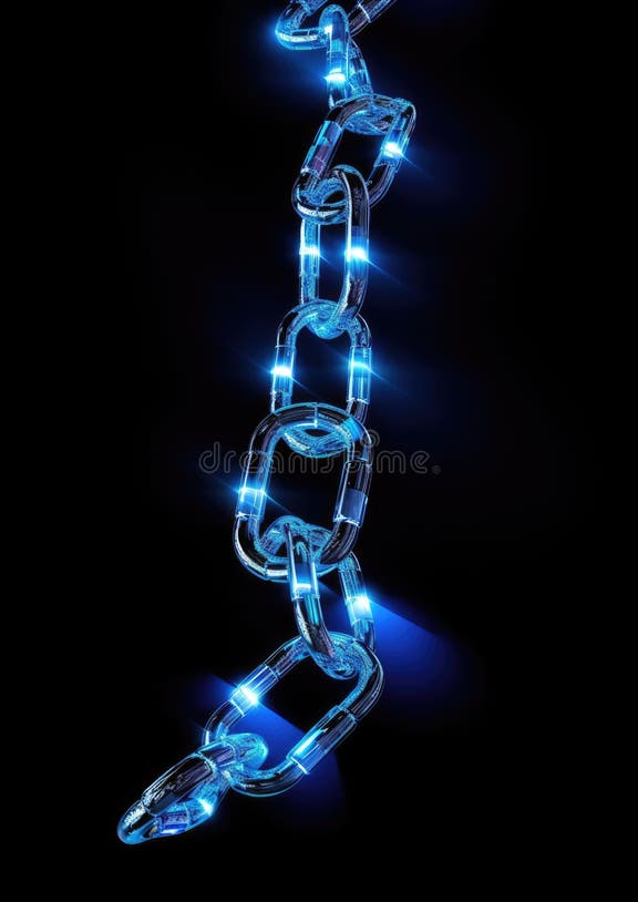 Blockchain Chain. Blue Electronic Circuit Stock Illustration ...