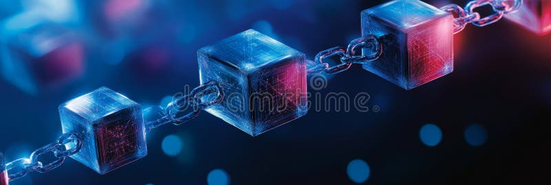 A Chain of Cubes with a Blue Background Stock Illustration ...
