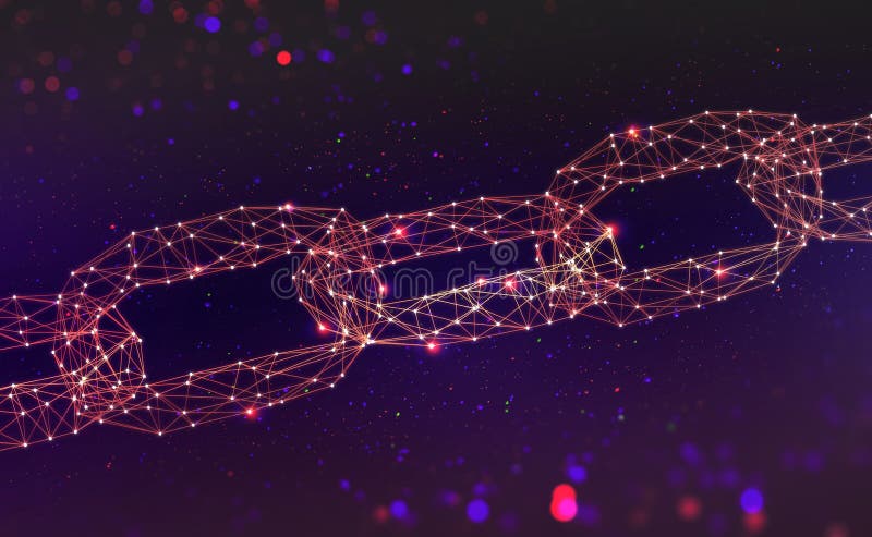 Blockchain. Chain of Information Blocks in Cyberspace Stock ...