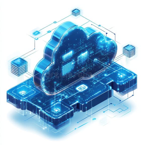 Blockchain Cloud Security Concept Illustration Showcasing Cloud ...