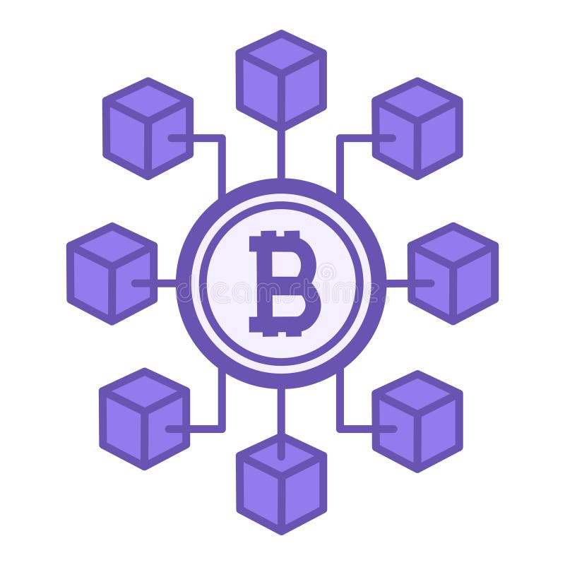 Blockchain Colored Icon. stock vector. Illustration of currency - 306446811