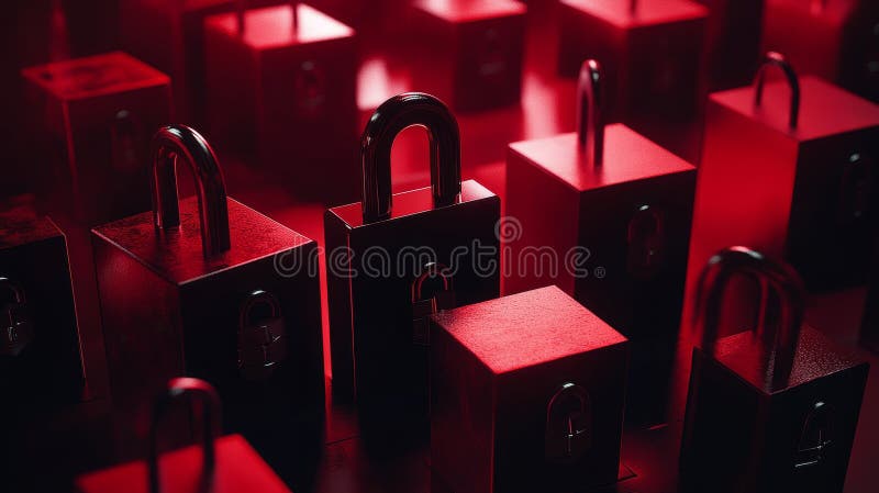 A Colorful Image of a Computer Network with a Blue Lock on a Cube Stock ...