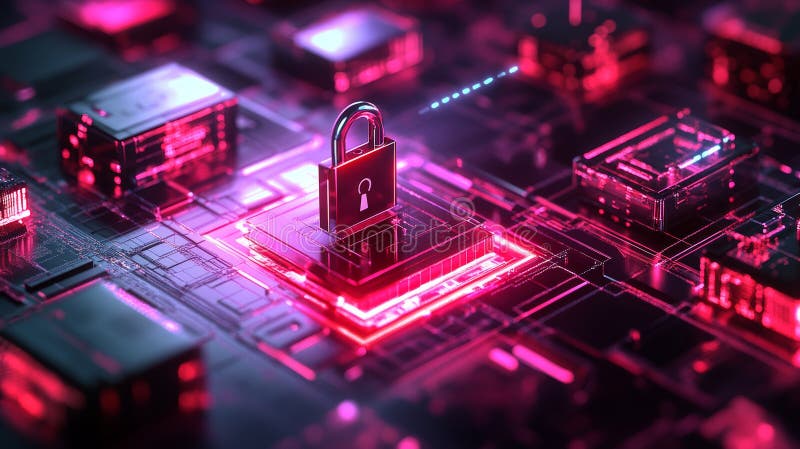 A Computer Chip with a Key on it Stock Illustration - Illustration of ...