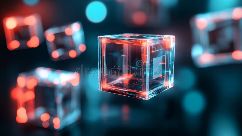 A Computer Chip is Shown in a Red and Blue Color Scheme Stock ...