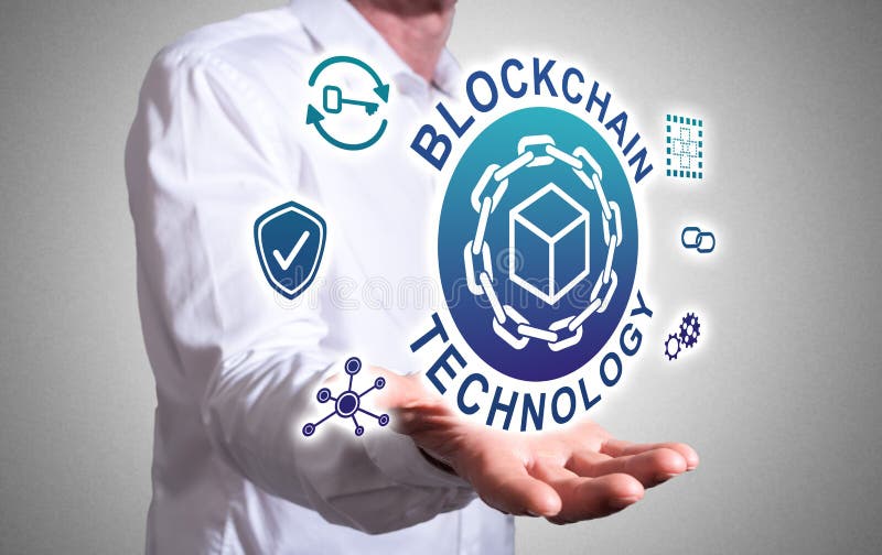 Blockchain Concept Above a Human Hand Stock Photo - Image of network ...