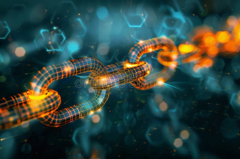 Blockchain Concept with Glowing Chains and Data Links Stock ...