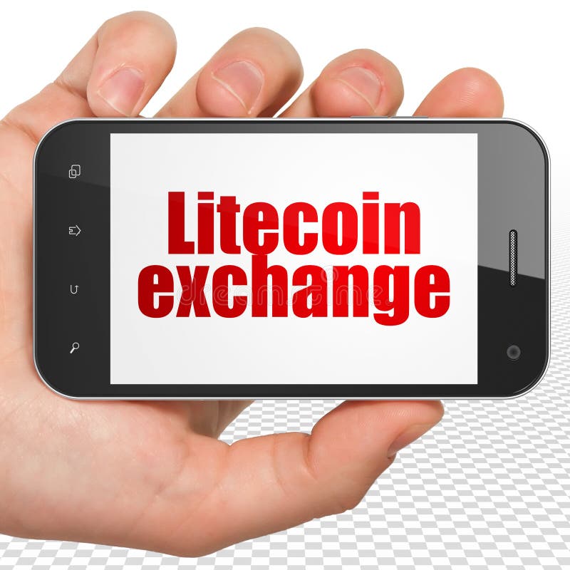 Blockchain Concept: Hand Holding Smartphone with Litecoin Exchange on ...