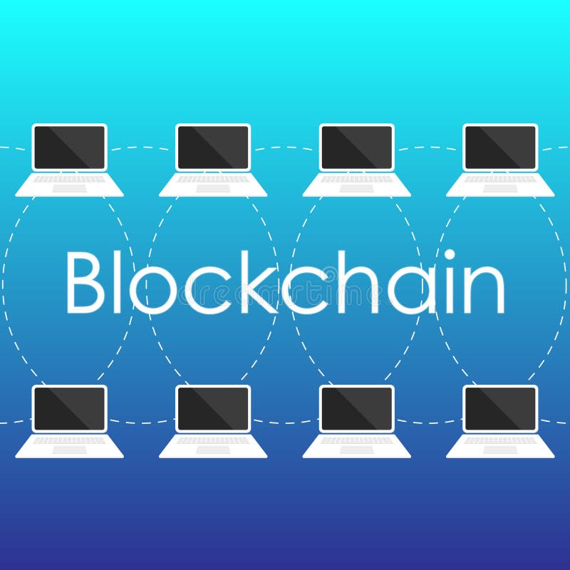 Blockchain Concept from Laptop Screen. Secure E- Business Stock Vector ...