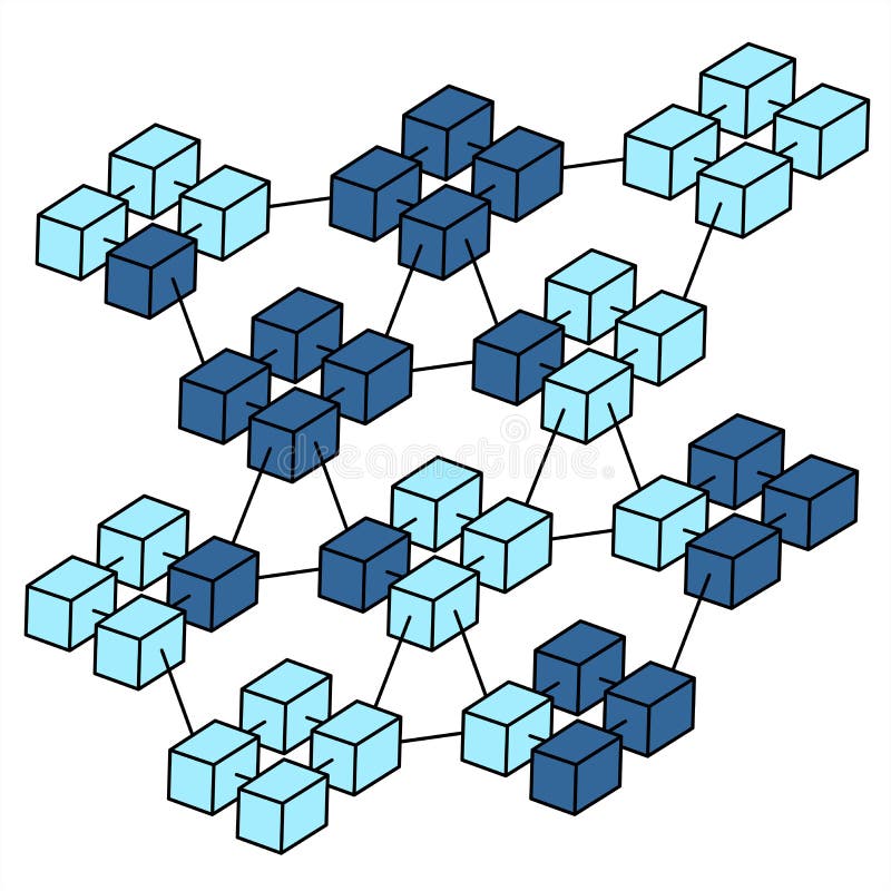 Isometric Block Chain Networking Vector. Stock Vector - Illustration of ...