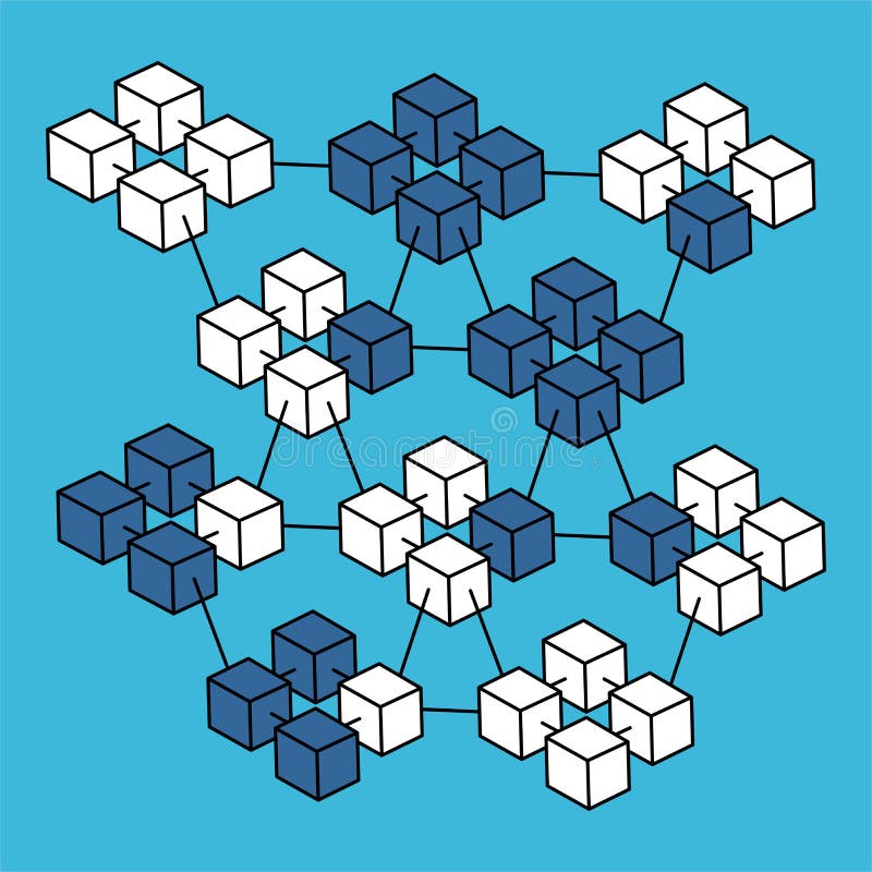Isometric Block Chain Networking Vector. Stock Vector - Illustration of graphic, networking ...