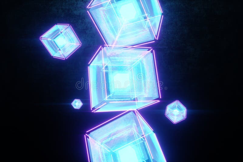 Blockchain Creative Neon Concept Background. Cryptography, Learnability ...