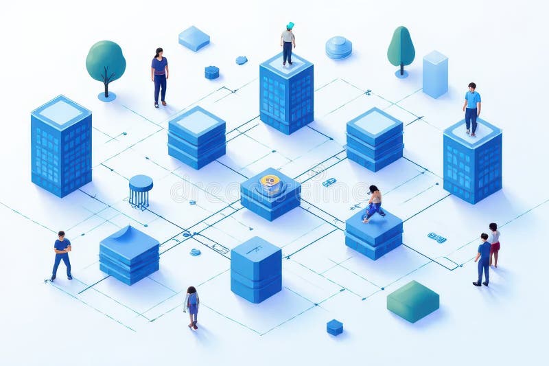 Blockchain and Crypto Networking Stock Illustration - Illustration of ...