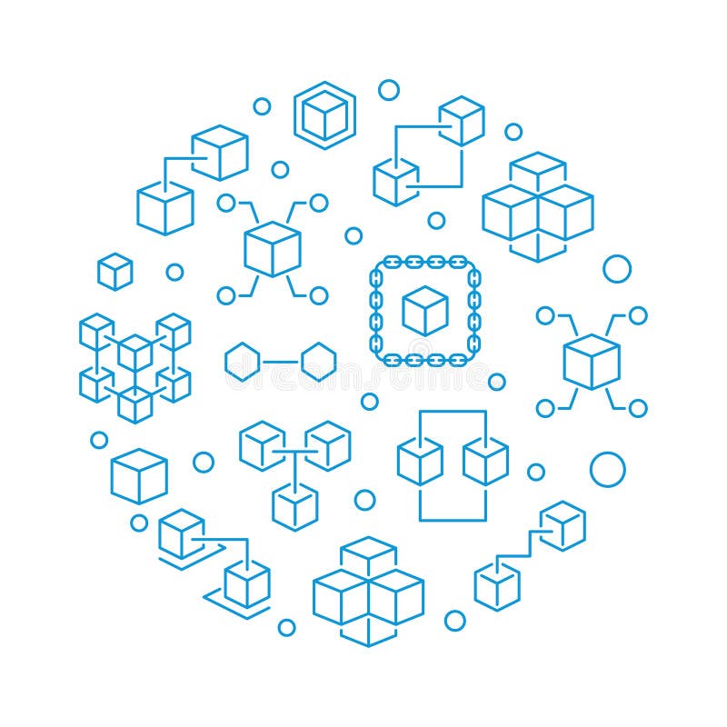 Blockchain Crypto Vector Round Blue Illustration in Line Style Stock ... Blockchain Crypto Vector Round Blue Illustration in Line Style Stock ...
